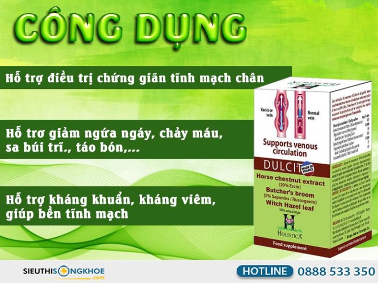 DULCIT [Chính Hãng]{335.000vnđ}- Viên Hỗ Trợ Trị Suy Giãn Tĩnh Mạch