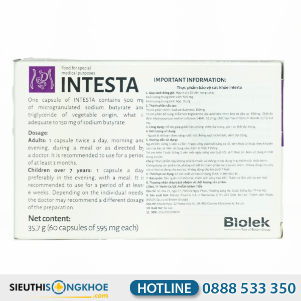 Intesta [900.000đ] - Hỗ Trợ Điều Trị Viêm Đại Tràng & Viêm Ruột